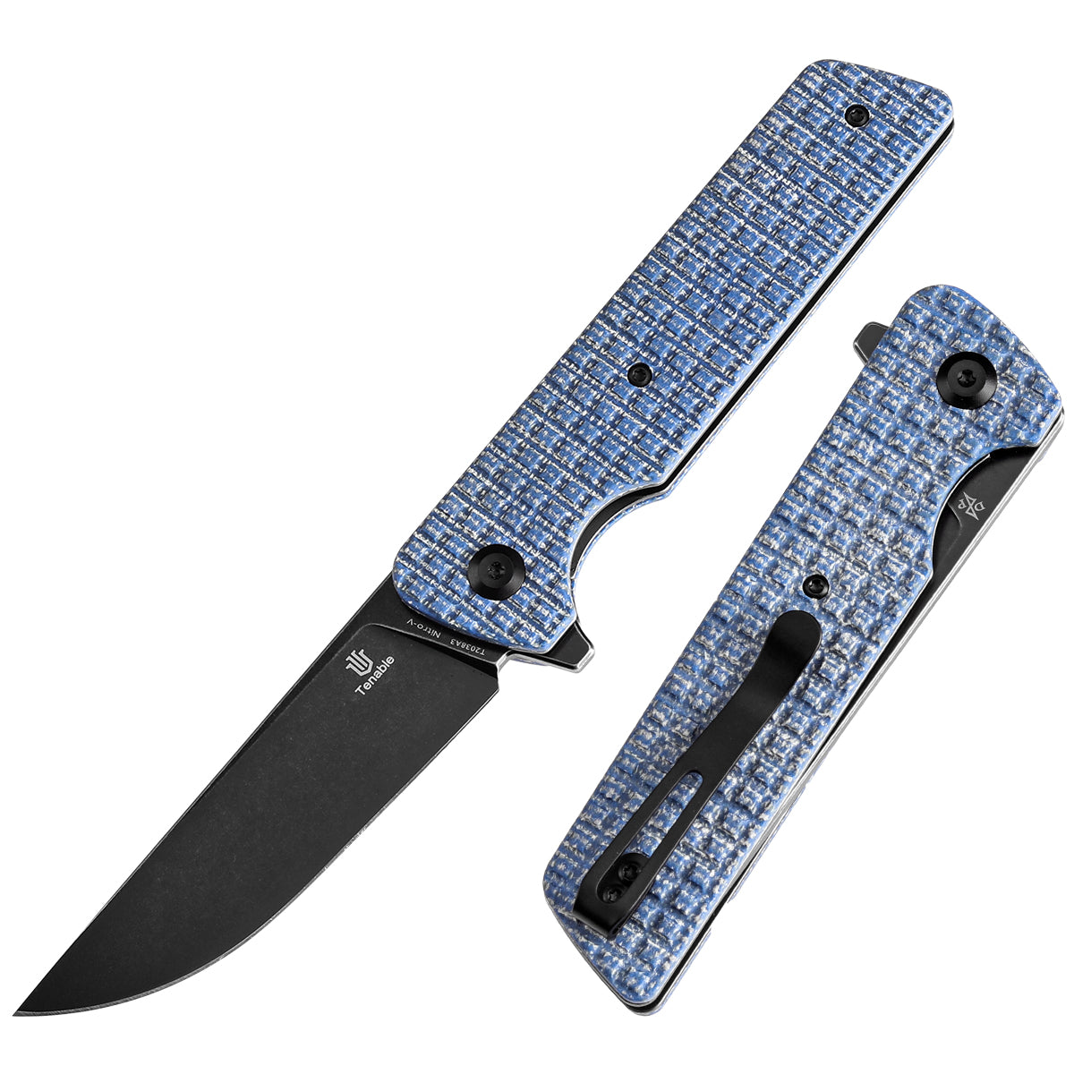 Tenable Anomaly Folding Knife Blue Micarta with Frag Pattern Handle (3 – Tenable Knives