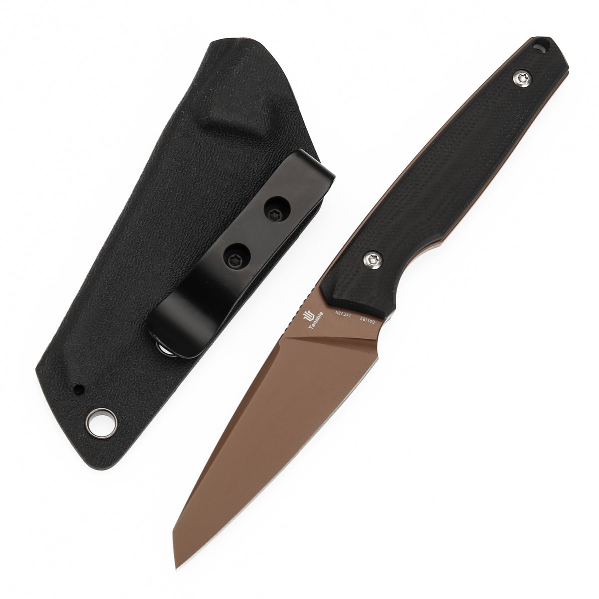 Parr Fixed Blade Knife – 3.12" Rose Gold Coated 14C28N Blade | Black G ...